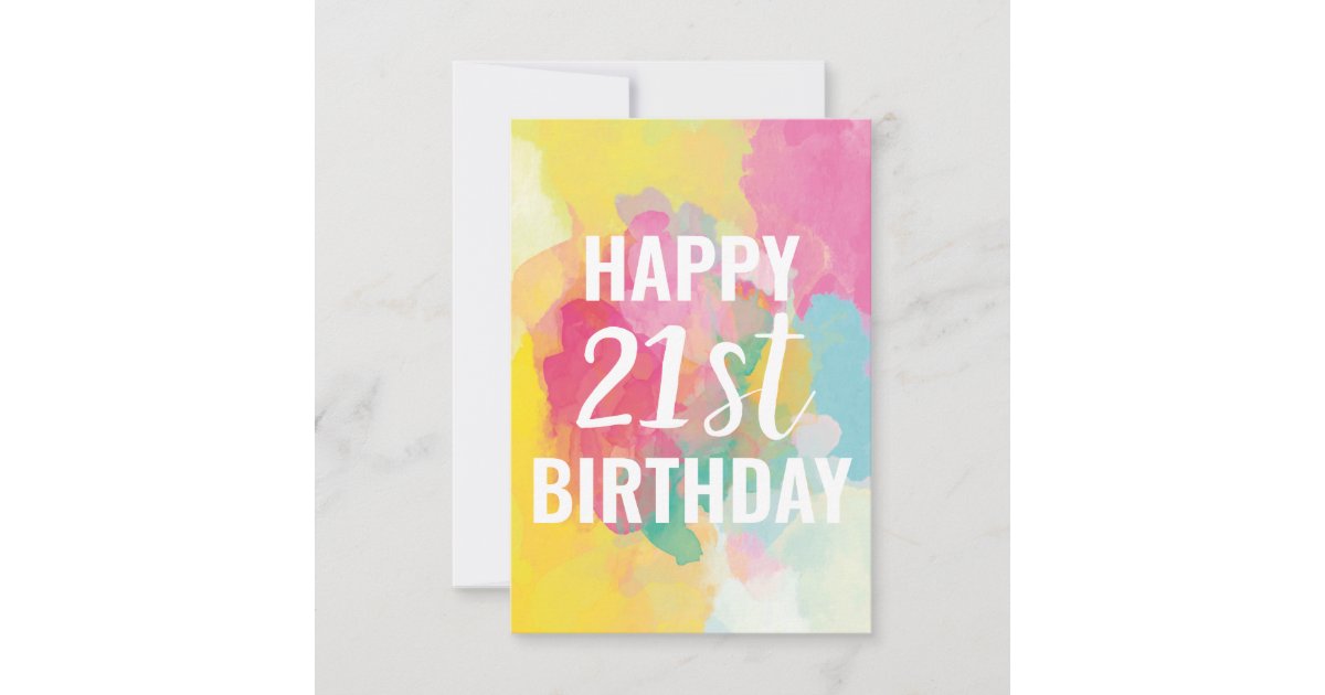 Happy 21st Birthday Card ("Watercolour Gradients") | Zazzle