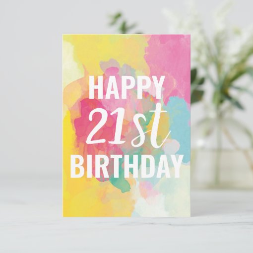 Happy 21st Birthday Card ("Watercolour Gradients") | Zazzle