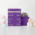 Happy 21st Birthday Gold Glitter and Purple Wrapping Paper | Zazzle