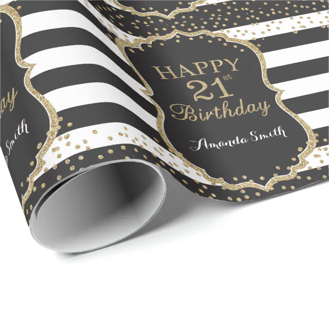 Happy 21st Birthday Gold Glitter Wrapping Paper | Zazzle