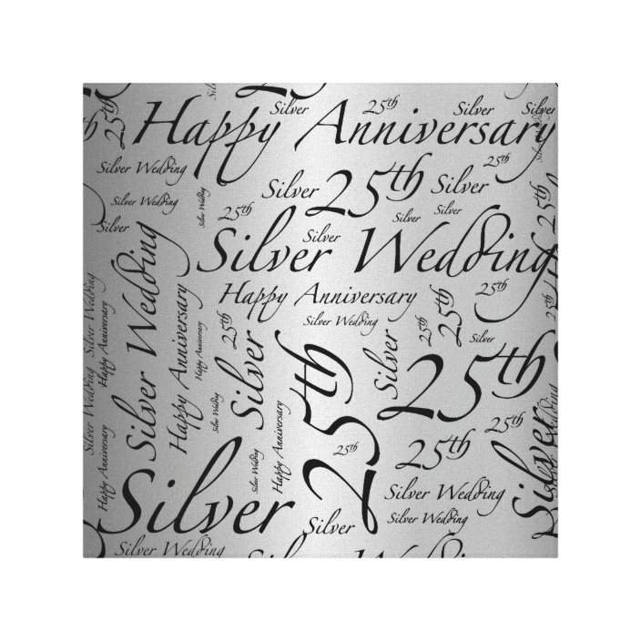 Happy 25th Anniversary Word Art Graphic Canvas Print | Zazzle.com