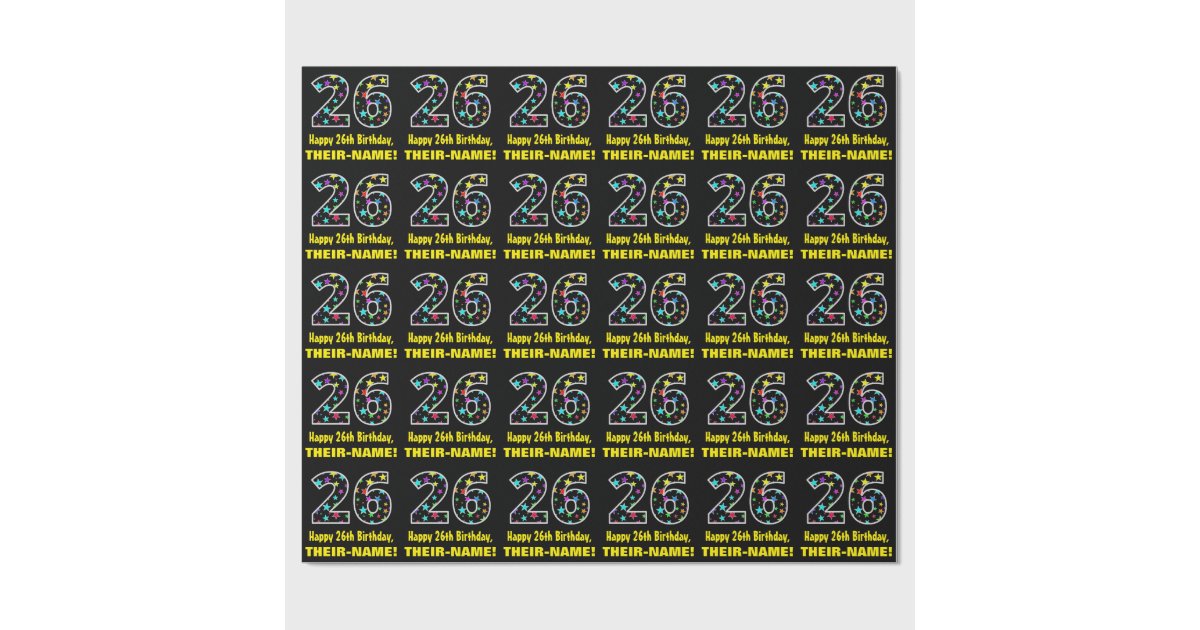 Happy 26th Birthday, Fun Colorful Stars Pattern 26 Wrapping Paper | Zazzle