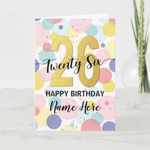 Happy 26th Birthday Pastel Rainbow Gold Woman Card | Zazzle
