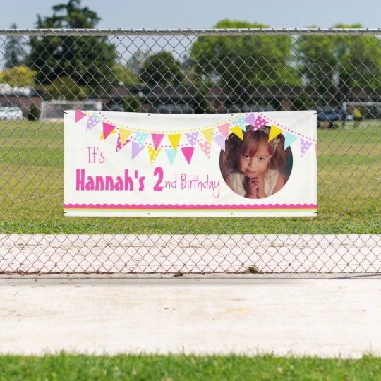Happy 2nd birthday buntings circle photo banner | Zazzle.com