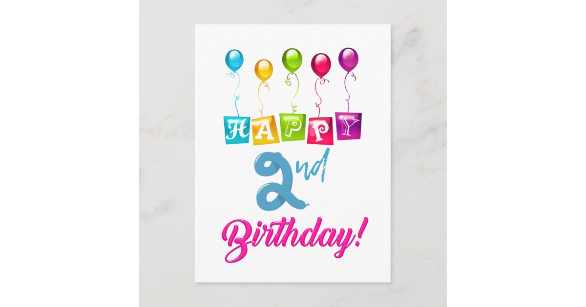 Happy 2nd Birthday Postcard | Zazzle