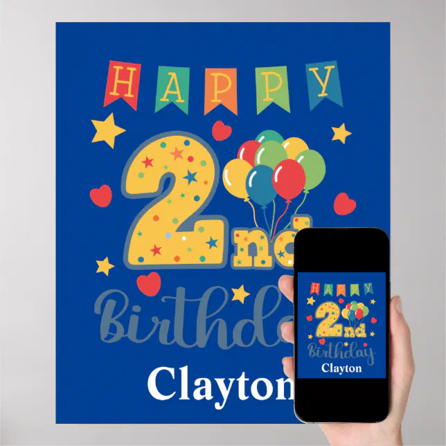Happy 2nd Birthday Poster | Zazzle
