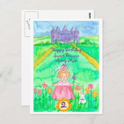 Happy 2nd Birthday Princess Castle Postcard | Zazzle