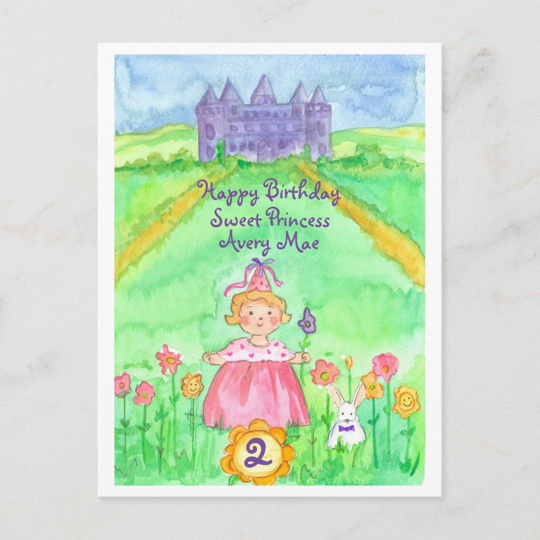 Happy 2nd Birthday Princess Castle Postcard | Zazzle