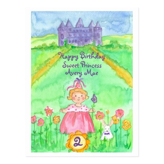 Happy 2nd Birthday Princess Castle Postcard | Zazzle.com