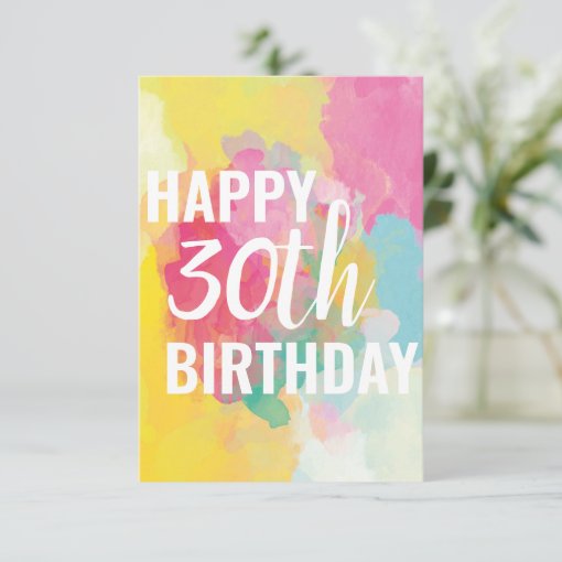 Happy 30th Birthday Card ("Watercolour Gradients") | Zazzle
