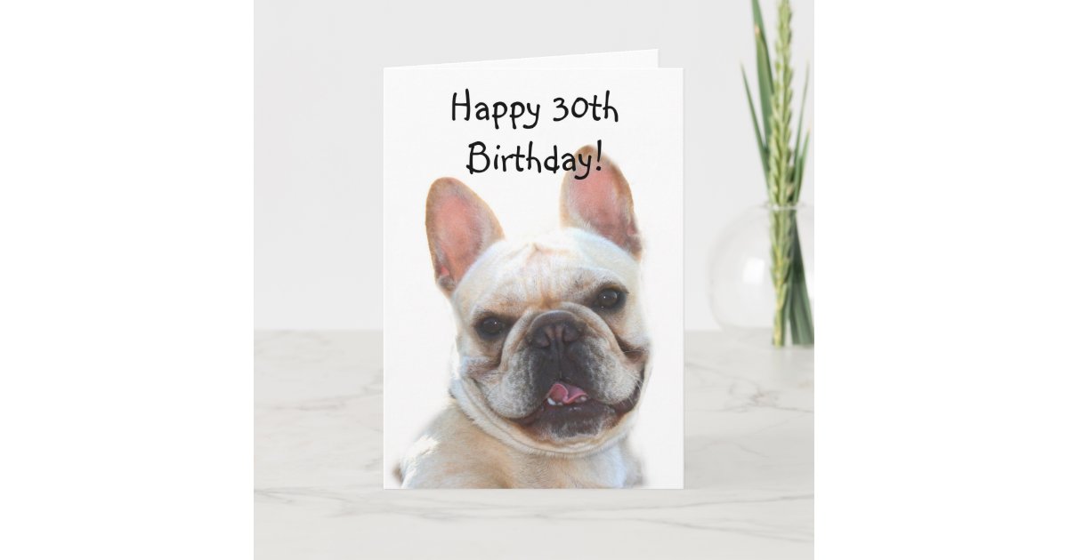 Happy 30th Birthday French Bulldog Greeting Card | Zazzle