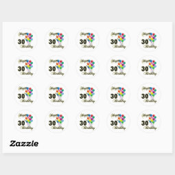 Happy 30th Birthday Gifts and Birthday Apparel Classic Round Sticker ...