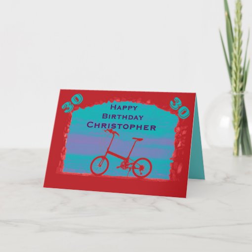 Happy 30th Birthday Greeting Card, Red Bicycle Card | Zazzle