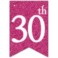Happy 30th Birthday Photo Hot Pink Glitter Bunting Flags | Zazzle