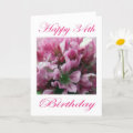 Happy 34th Birthday Pink and Green Flower Card | Zazzle