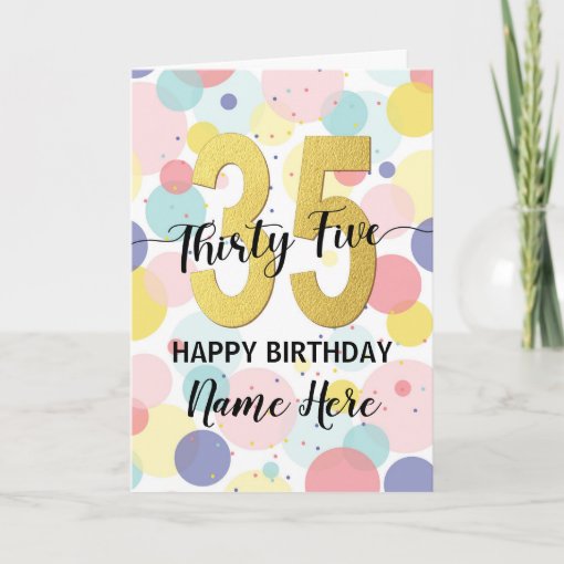 Happy 35th Birthday Pastel Rainbow and Gold Girl Card | Zazzle