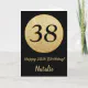Happy 38th Birthday Black and Gold Glitter Card | Zazzle