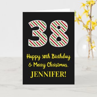 Happy 38th Birthday & Merry Christmas, Custom Name Card | Zazzle