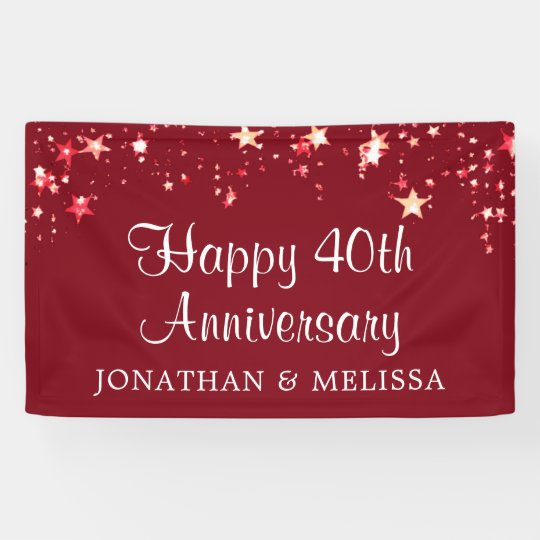 Happy 40th Anniversary Ruby Red Stars Names Banner | Zazzle.com