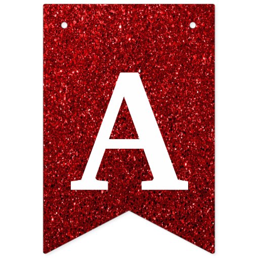 Happy 40th Birthday Photo Red Glitter Bunting Flags | Zazzle