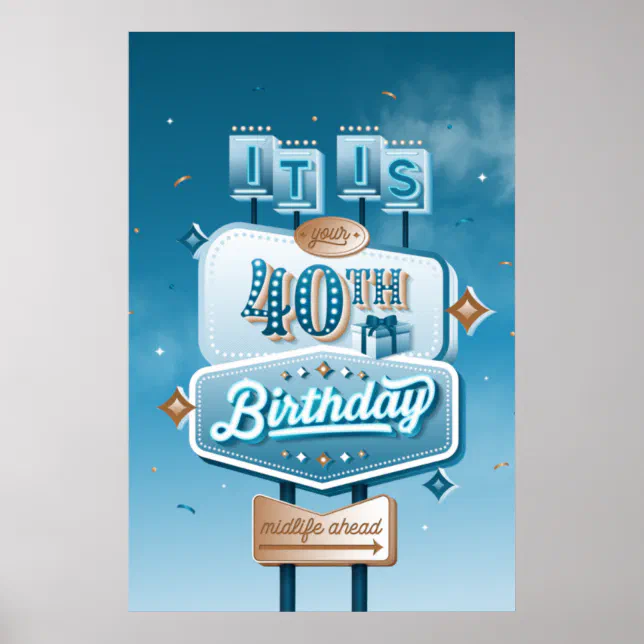 Happy 40th Birthday Poster (24x36) | Zazzle