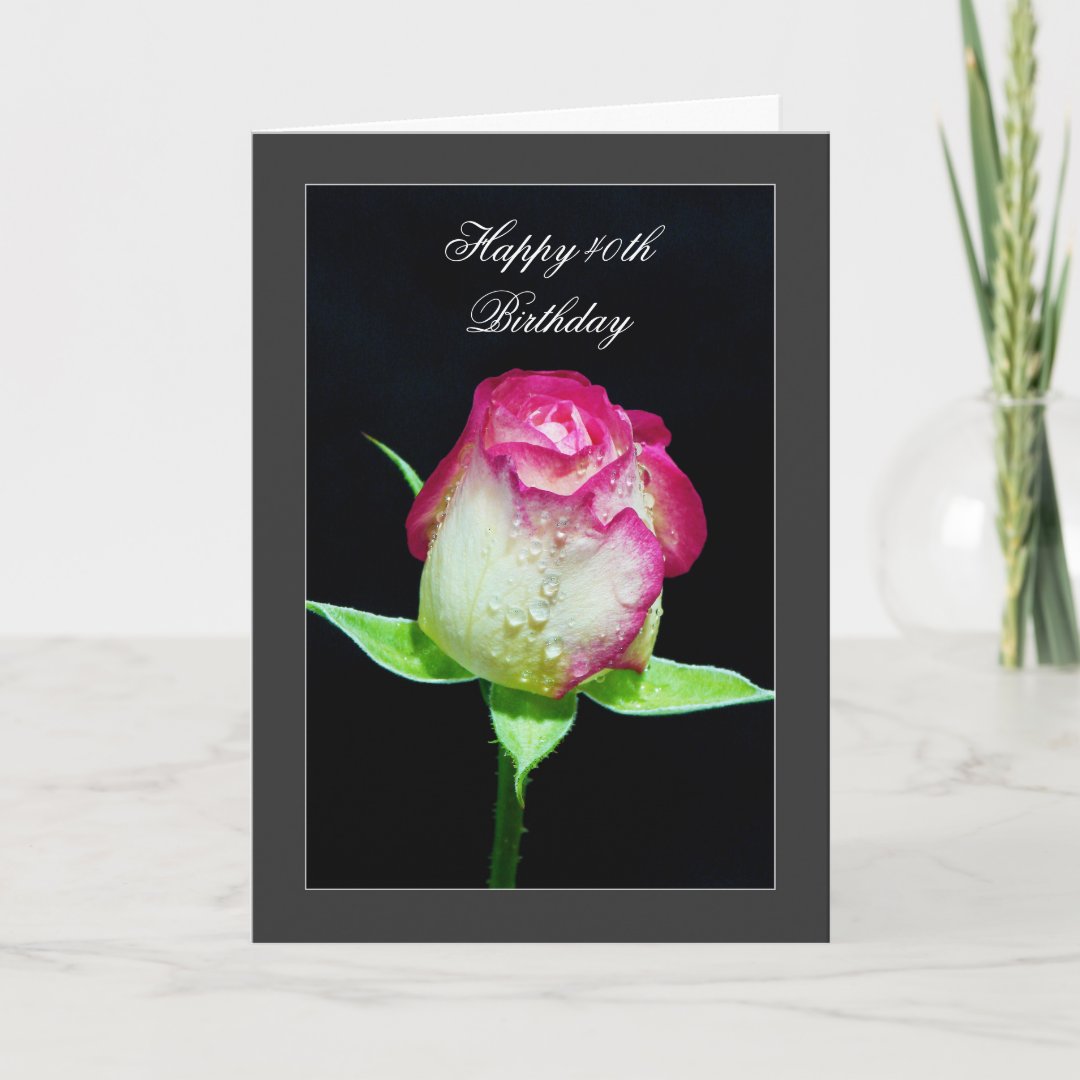 Happy 40th Birthday - single rose Card | Zazzle