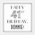 HAPPY 41ST BIRTHDAY, Art Deco Style, Custom Name Square Sticker | Zazzle