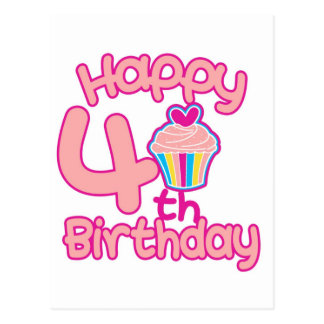 4th Birthday Girl Postcards | Zazzle