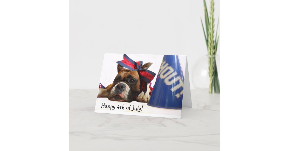 Happy 4th of July Boxer greeting card | Zazzle