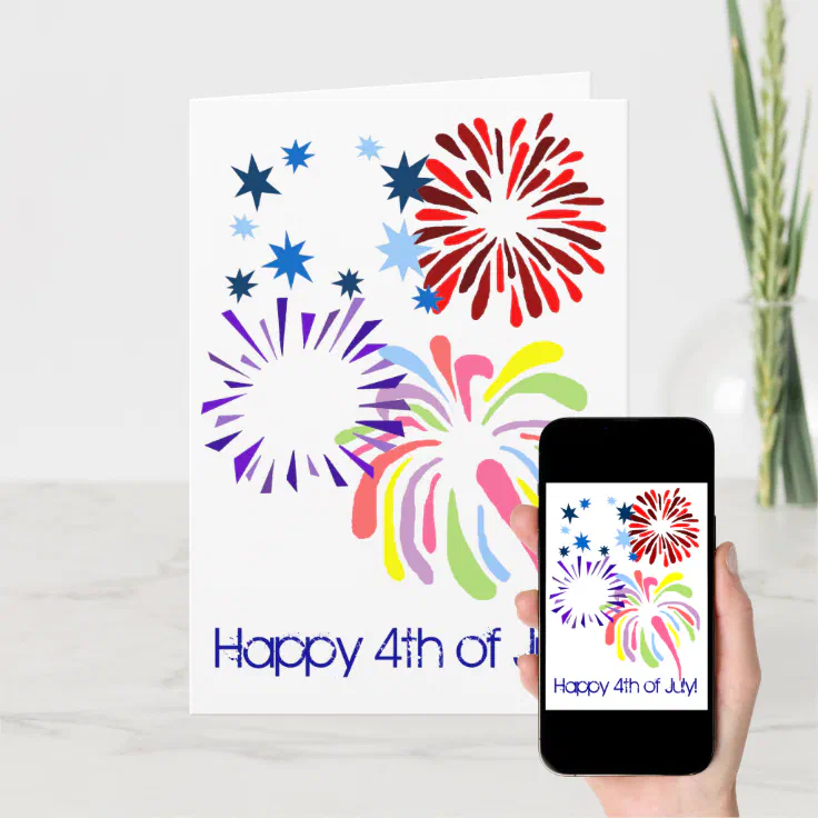 Happy 4th of July fireworks blank card | Zazzle