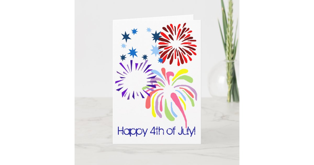 Happy 4th of July fireworks blank card | Zazzle