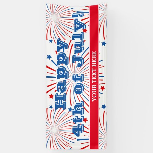 Happy 4th of July fireworks party custom banner | Zazzle