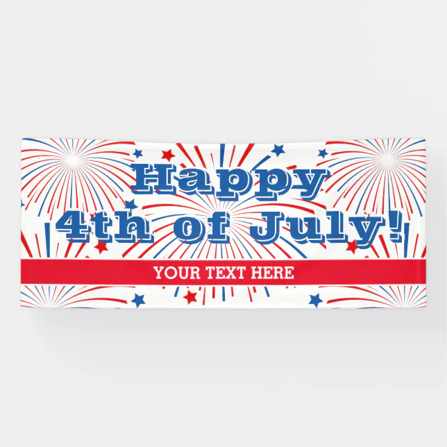 Happy 4th of July fireworks party custom banner | Zazzle