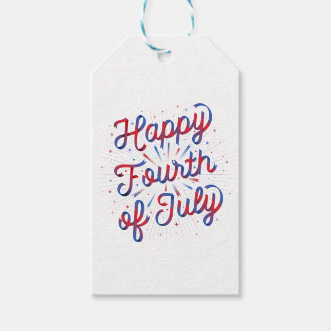 Happy 4th of July Gift Tag (Red/Blue Gradient) | Zazzle