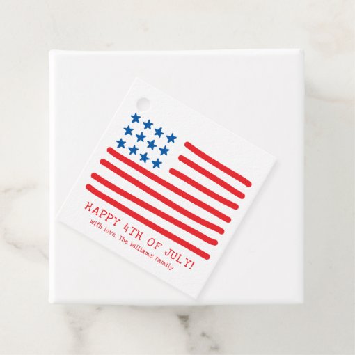 Happy 4th of July | Hand Drawn American Flag Favor Tags | Zazzle
