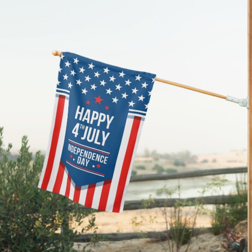 Happy 4th of July House Flag | Zazzle