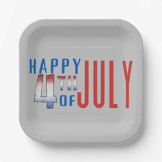 Happy 4th of July Shimmer Word Art Paper Plates | Zazzle.com