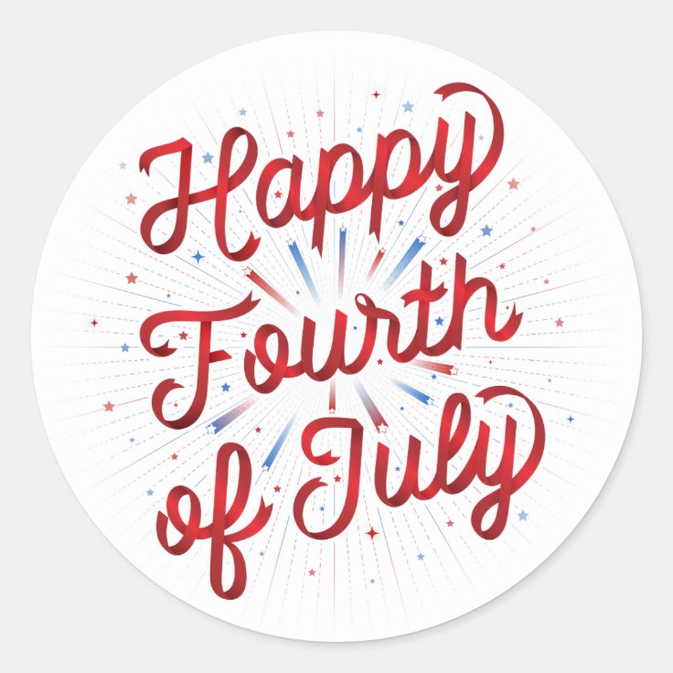 Happy 4th of July Stickers (Red) | Zazzle