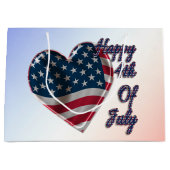 Happy 4th of July USA Flag Heart Large Gift Bag | Zazzle