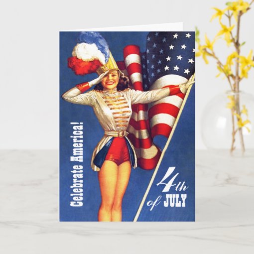Happy 4th of July. Vintage Pin-up Design Cards | Zazzle