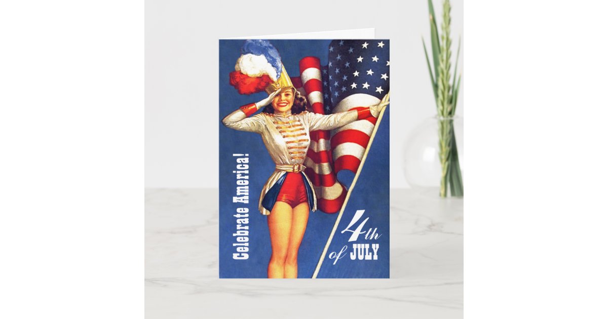 Happy 4th of July. Vintage Pin-up Design Cards | Zazzle