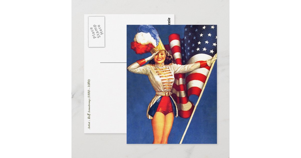 Happy 4th of July. Vintage Pin-up Design Postcards | Zazzle