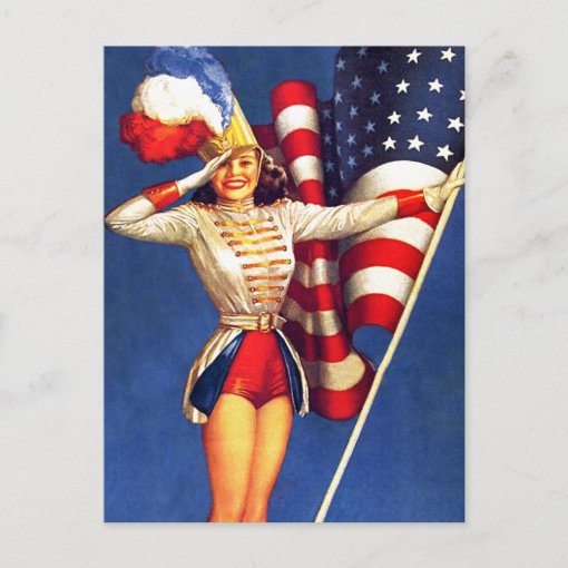 Happy 4th of July. Vintage Pin-up Design Postcards | Zazzle