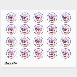 Happy 4th of July with Fireworks Classic Round Sticker | Zazzle