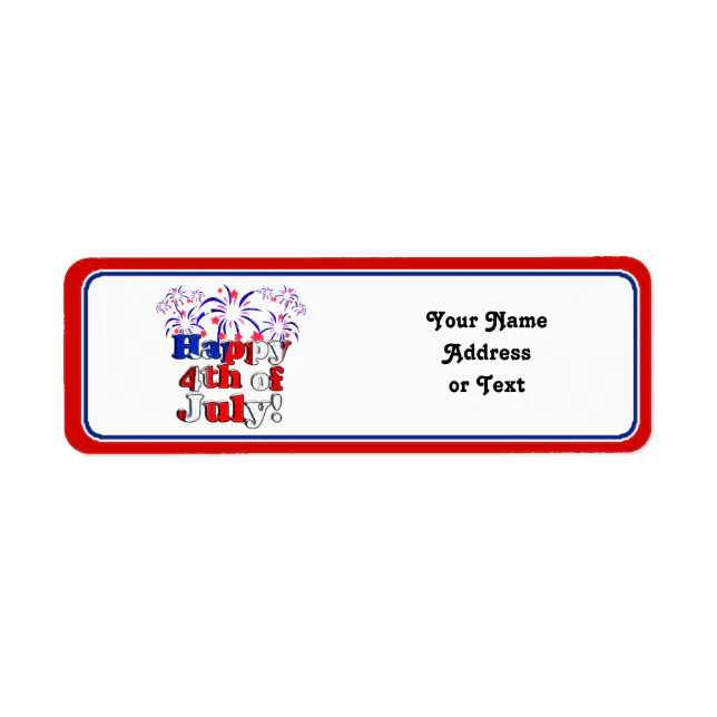 Happy 4th of July with Fireworks Label | Zazzle