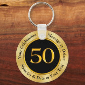 Happy 50th Anniversary Favor Ideas, Black and Gold Keychain | Zazzle