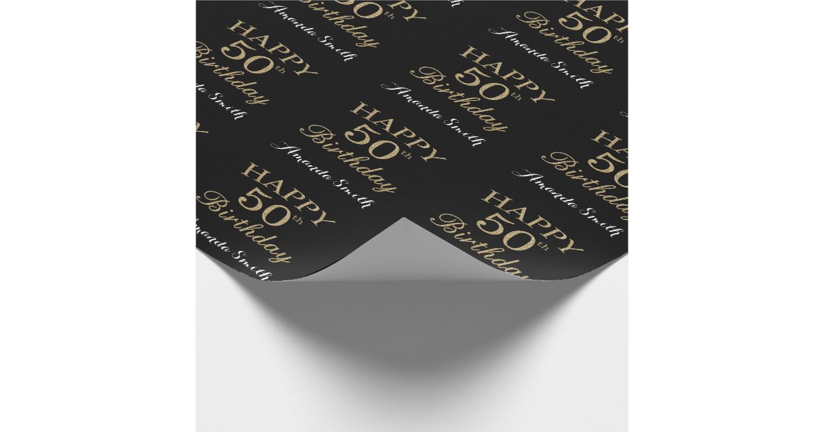 Happy 50th Birthday Gold Glitter Wrapping Paper | Zazzle