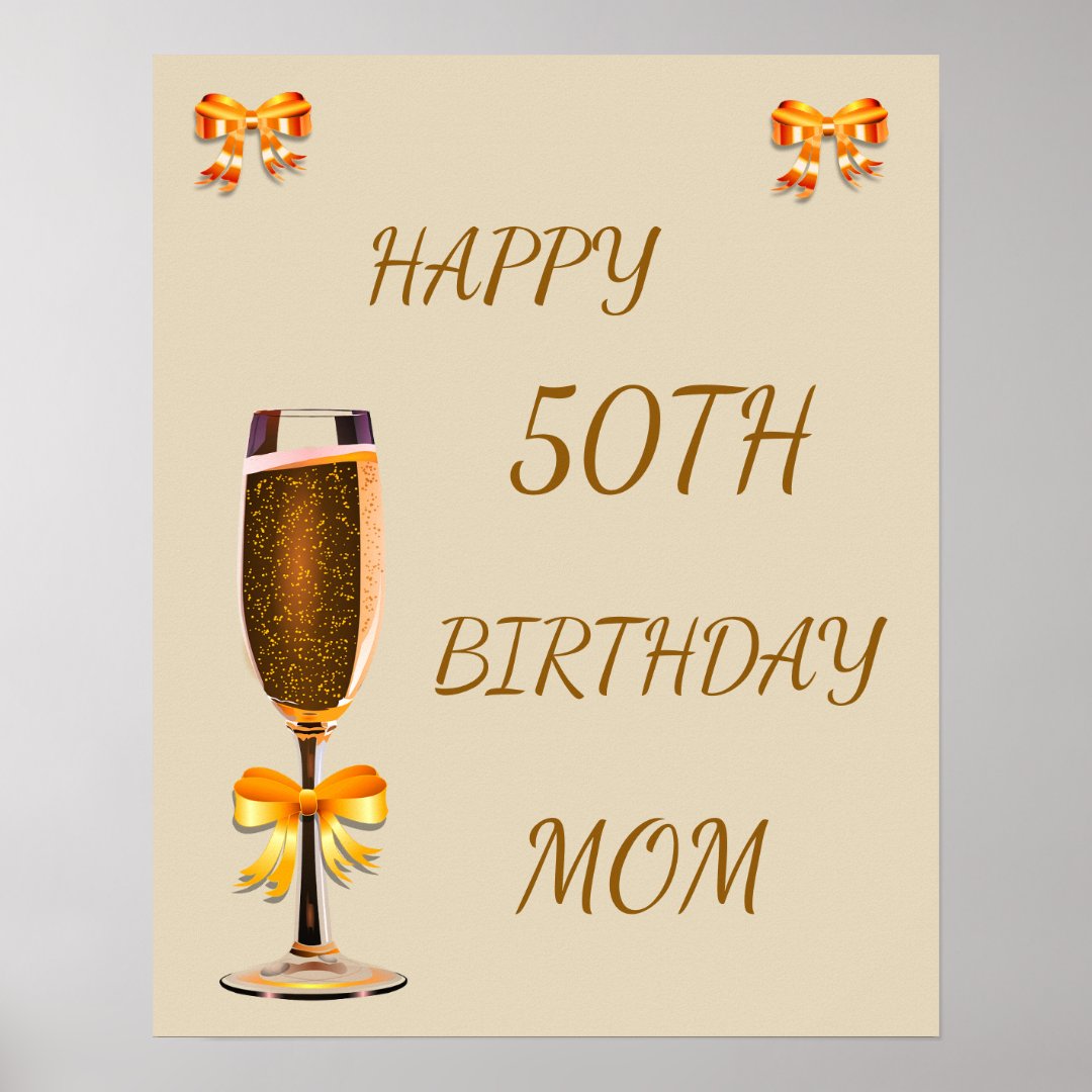 Happy 50th Birthday Mom Poster | Zazzle