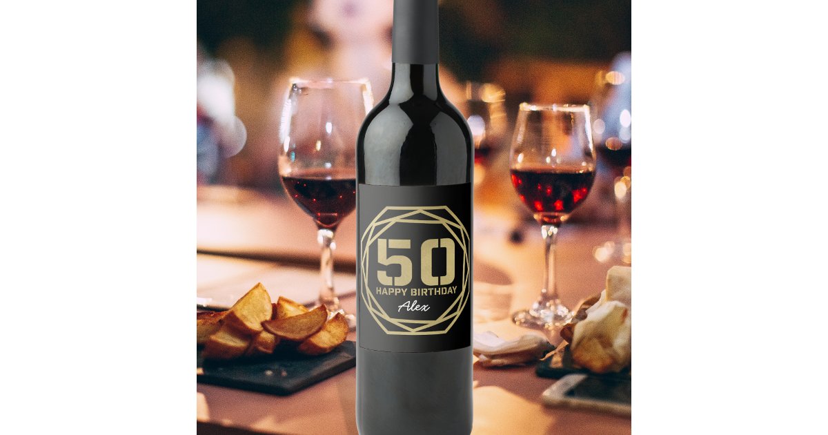 Happy 50th Birthday Personalized Wine Label | Zazzle