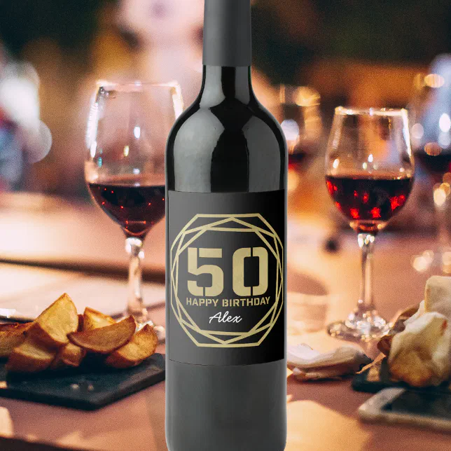 Happy 50th Birthday Personalized Wine Label | Zazzle